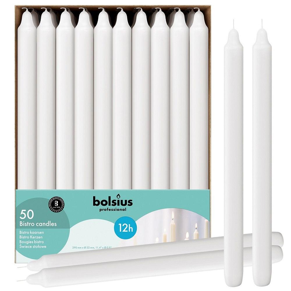 Bolsius 11.5" X 0.9" Bulk Unscented Taper Candles - 50 Pack – Kisco Candles